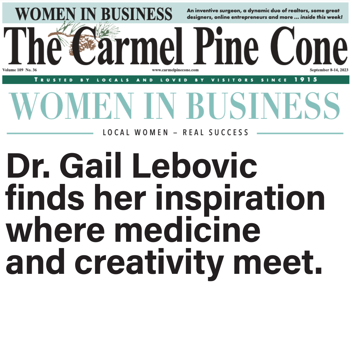Dr. Lebovic featured in Women In Business edition of Carmel Pine Cone ...